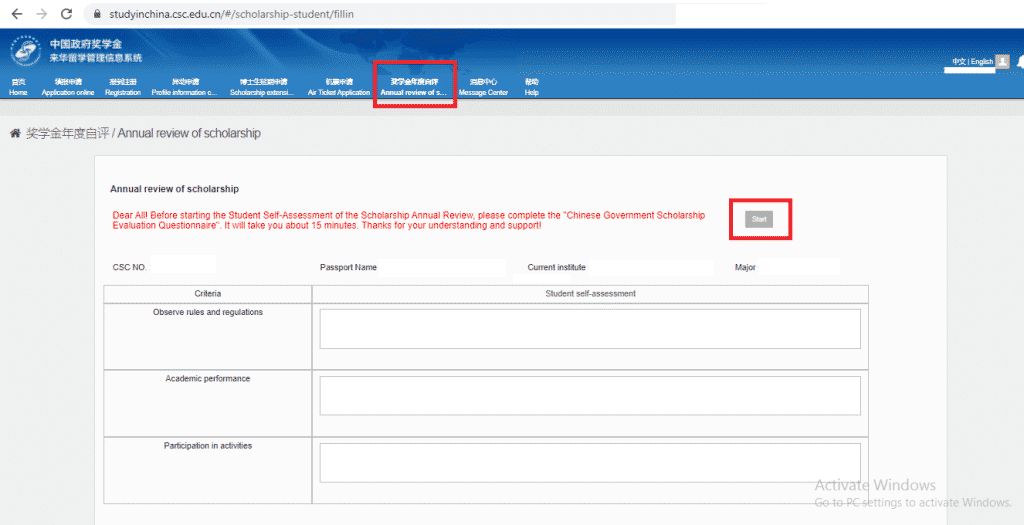 Self-Assessment of the CSC Scholarship Annual Review – CSC Guide Official