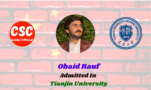 Scholars Wall Obaid Rauf Admitted to Tianjin University – CSC Guide ...
