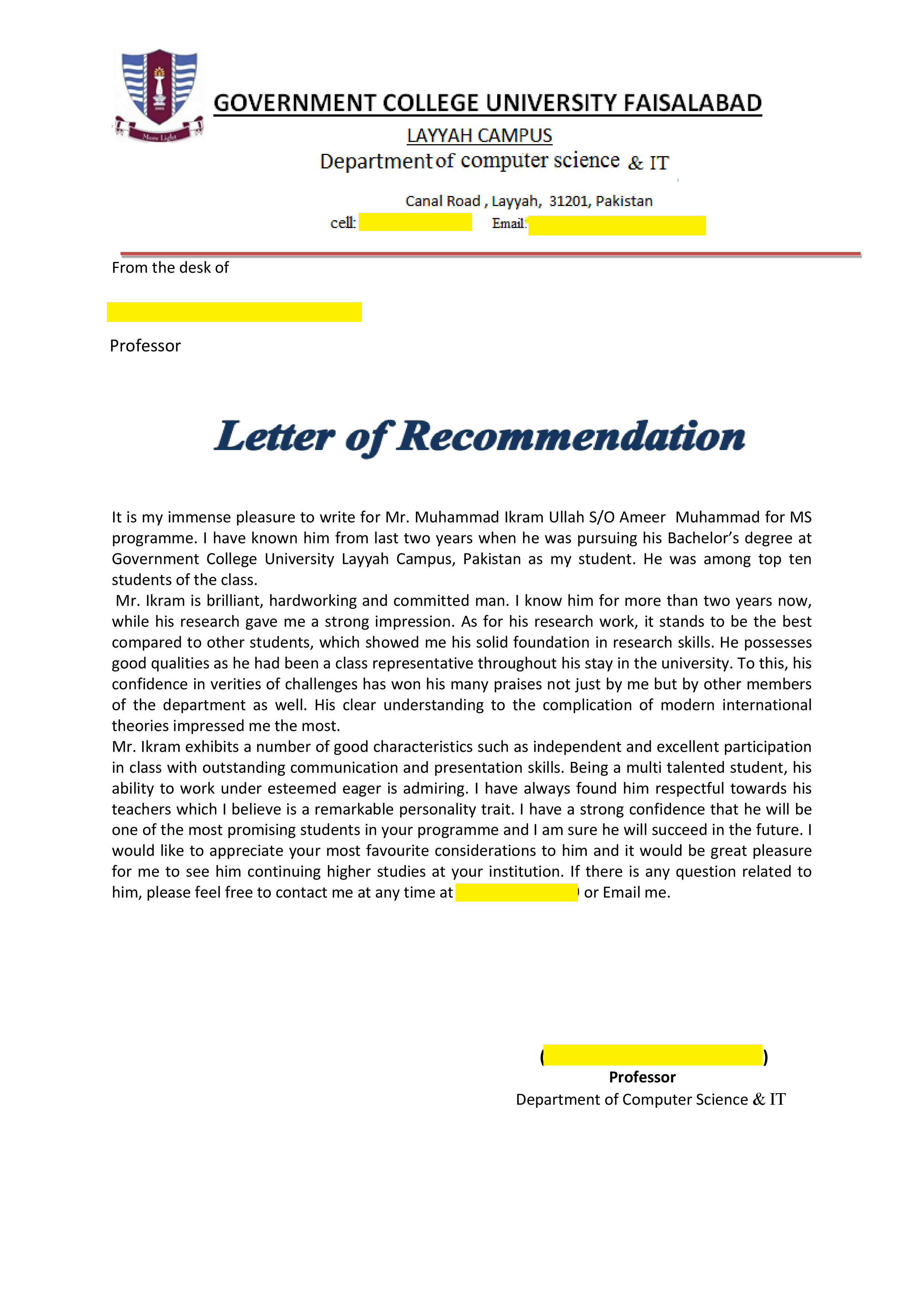 recommendations letter sameple csc guide – CSC Guide Official