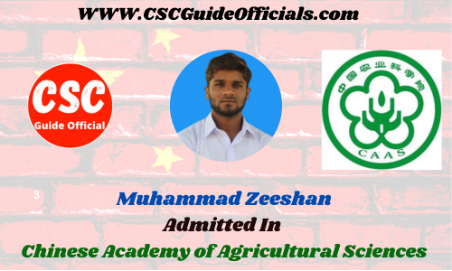 Muhammad Zeeshan Admitted to the Chinese Academy of Agricultural ...