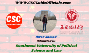 Ibrar Ahmad Admitted to the Southwest University of Political Science and Law || China ...